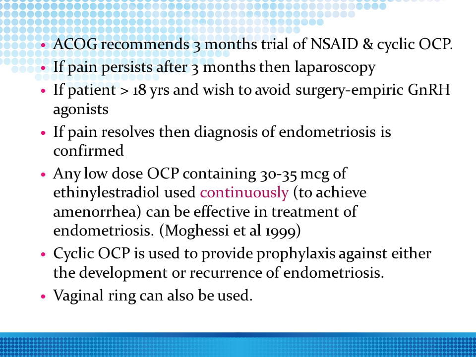 Medical Management Of Endometriosis